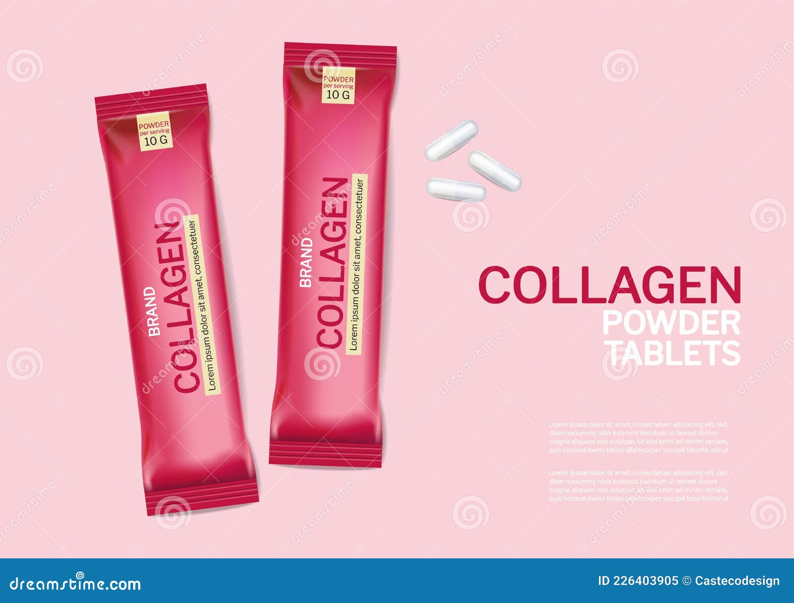 Collagen Tablets Vector Realistic Mock Up. Product Packaging Label ...