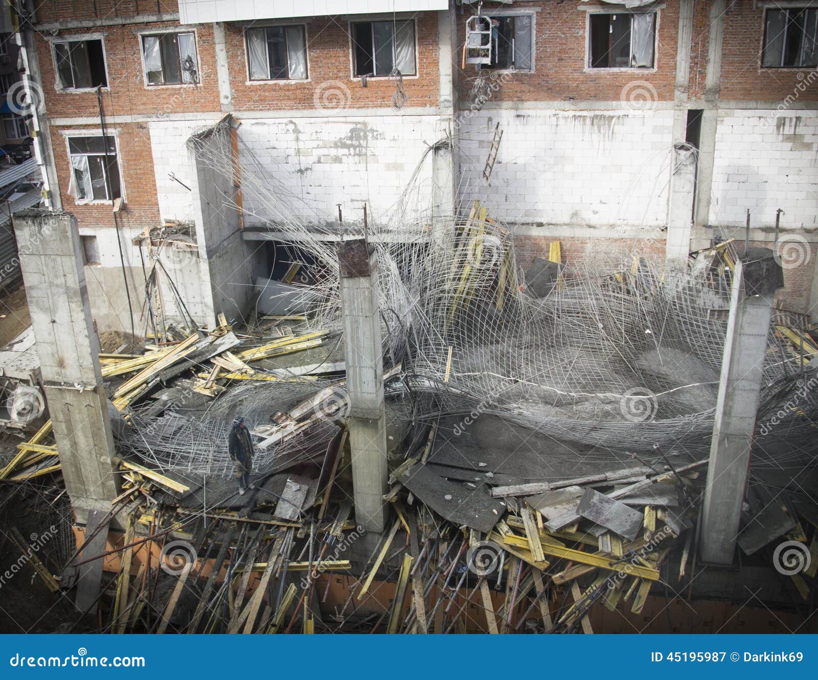 Collapse Accident at a Construction Site Stock Image - Image of break ...