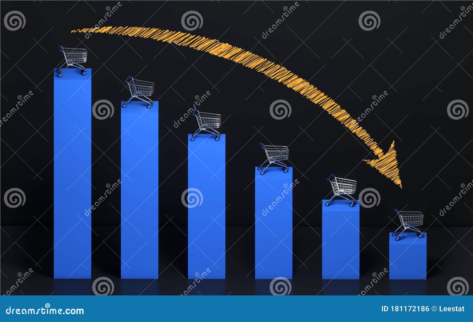 Collapse of Consumption. Supply Decrease. Economic Depression. Stock ...