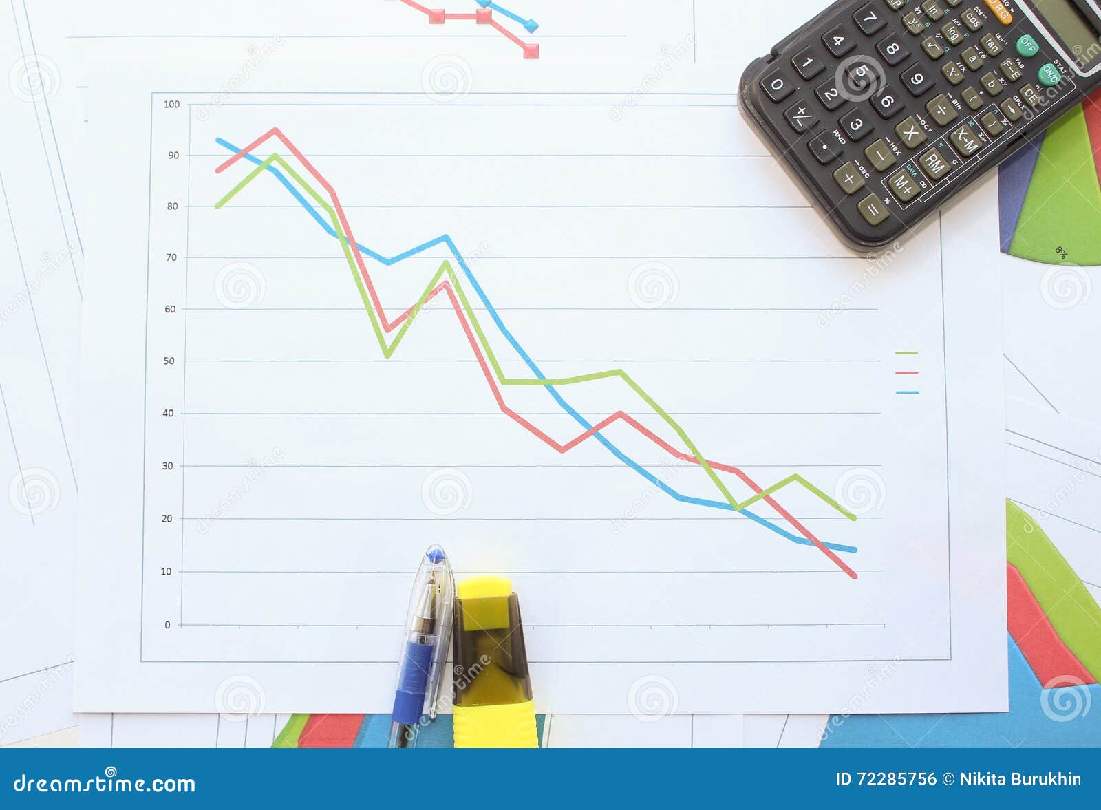 The Collapse of the Data in the Chart Stock Photo - Image of ...