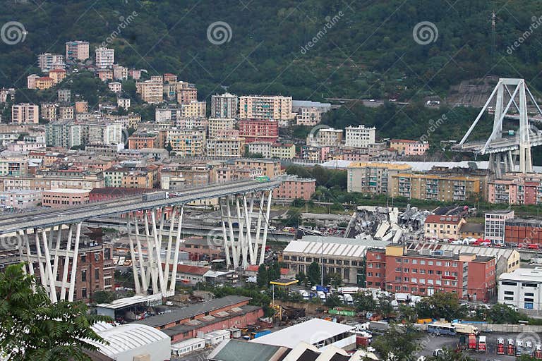 The Collapse of the Morandi Bridge in Genoa Editorial Photography ...