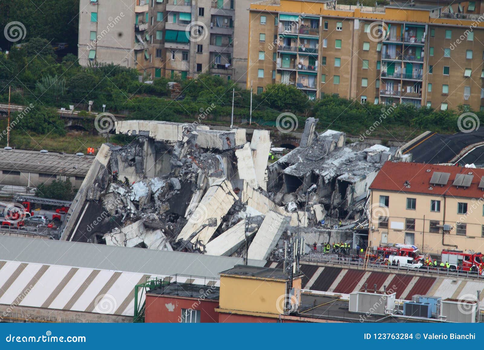 The Collapse of the Morandi Bridge in Genoa Editorial Stock Image ...