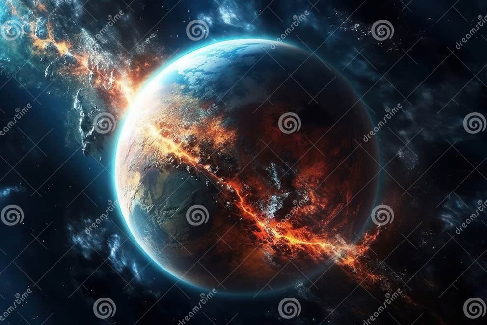 The Collapse of the Planet. Created Using Generative Al Tools Stock ...