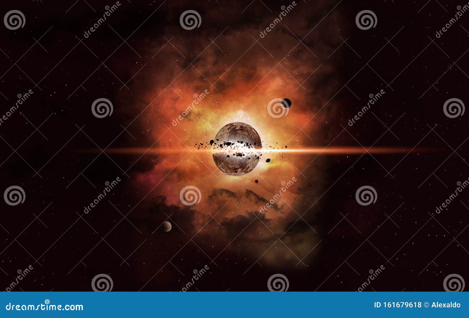Collapse of a planet stock illustration. Illustration of galaxy - 161679618