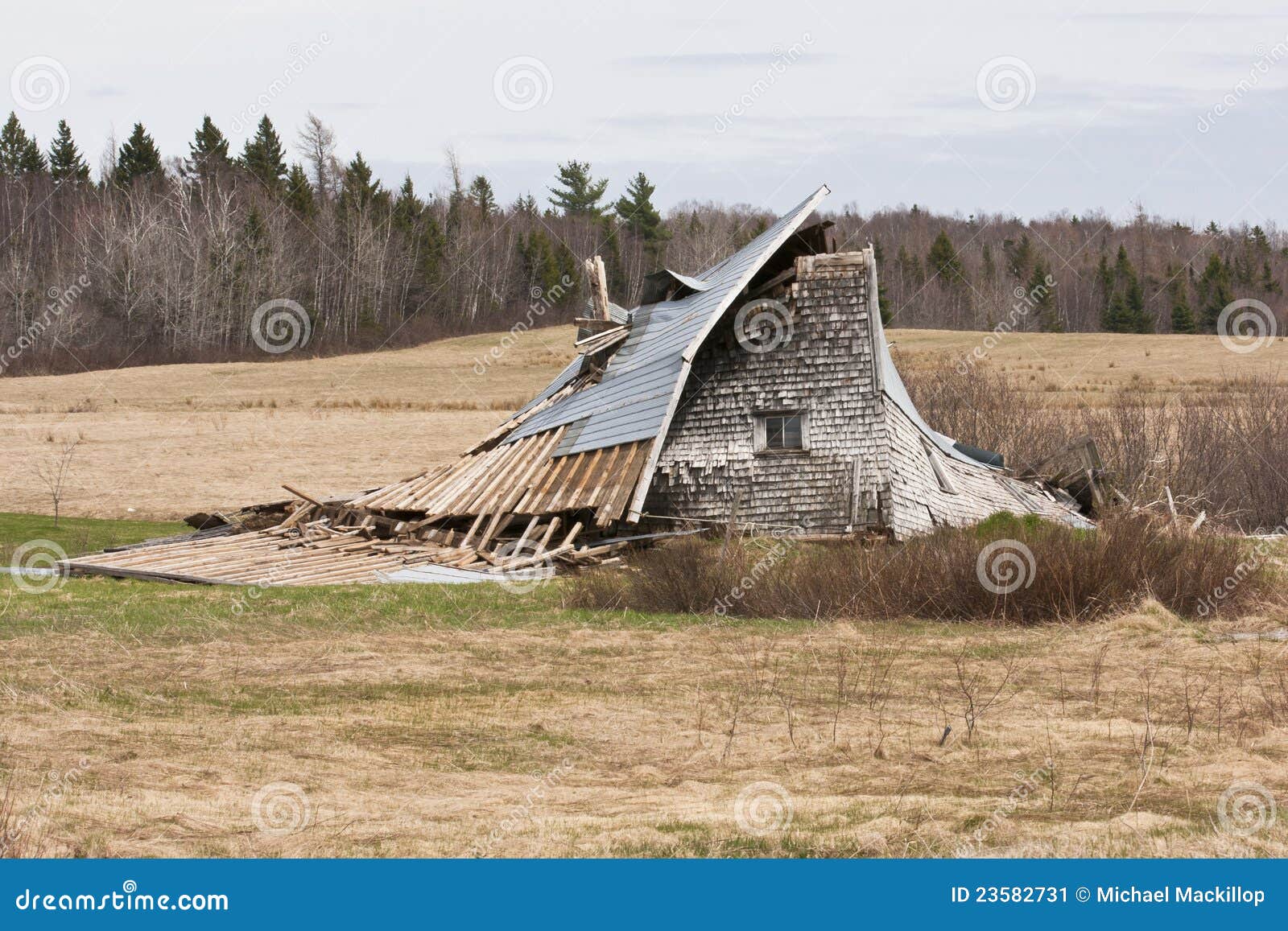 Collapsed Barn stock image. Image of springtime, memramcook - 23582731