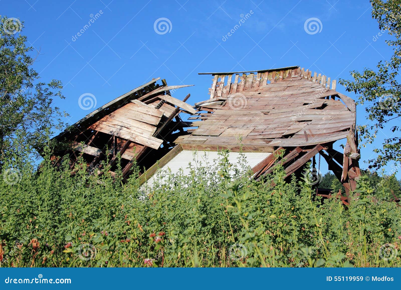 Collapsed Barn after the Storm Stock Image - Image of smashed, damage ...