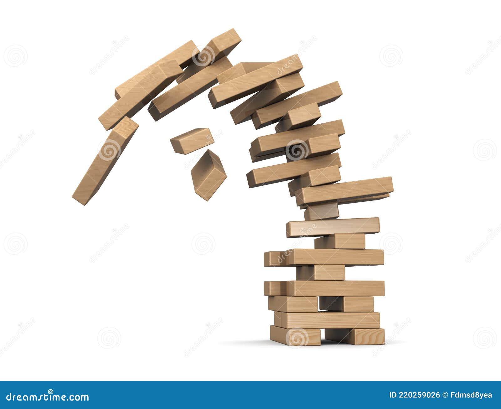 Collapsed block tower stock illustration. Illustration of competition ...