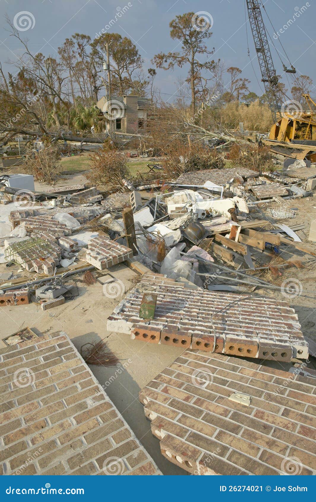 Collapsed Brick Wall and Debris in Front of House Editorial Photo ...