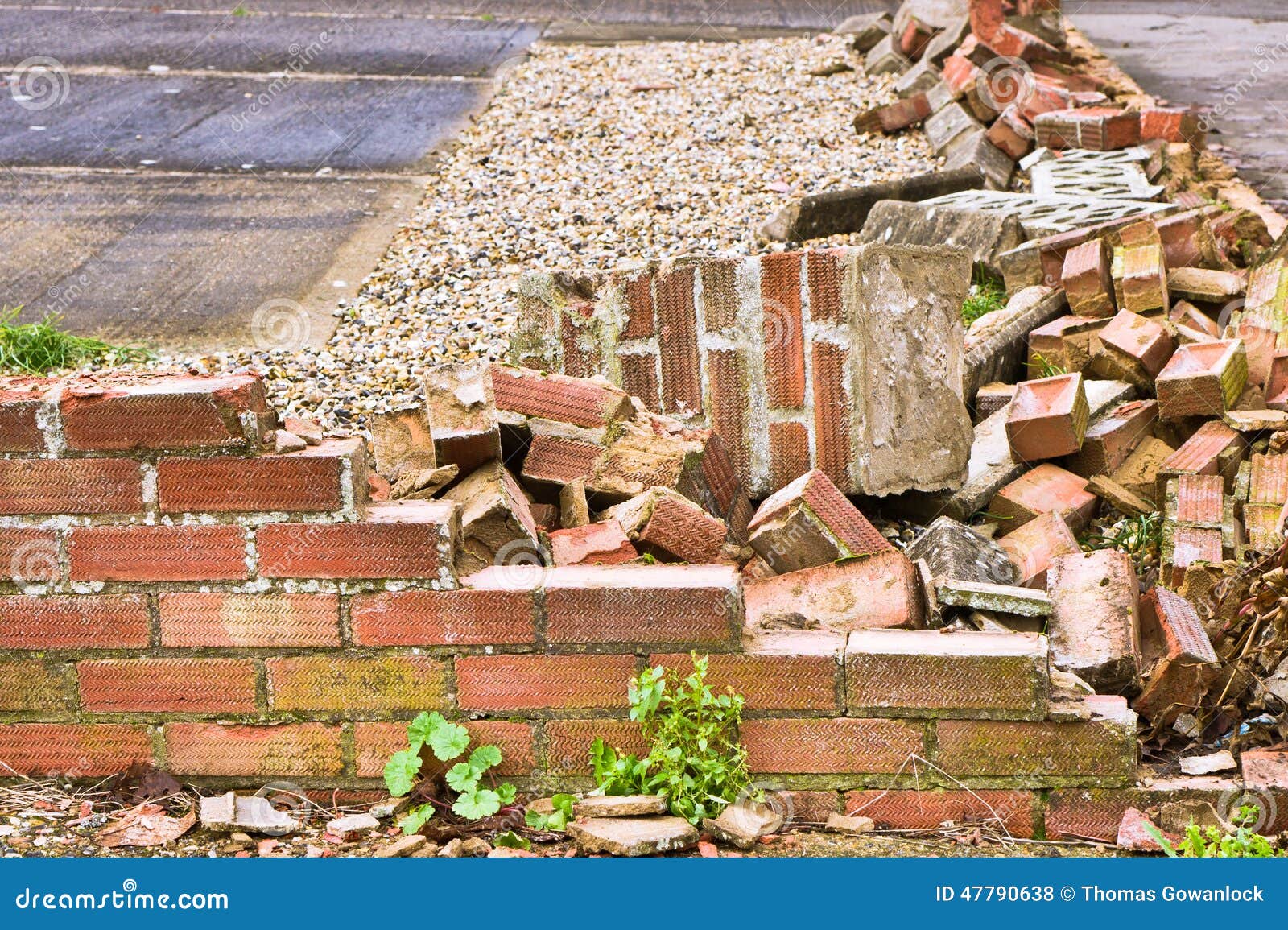Collapsed brick wall stock photo. Image of collapsed - 47790638