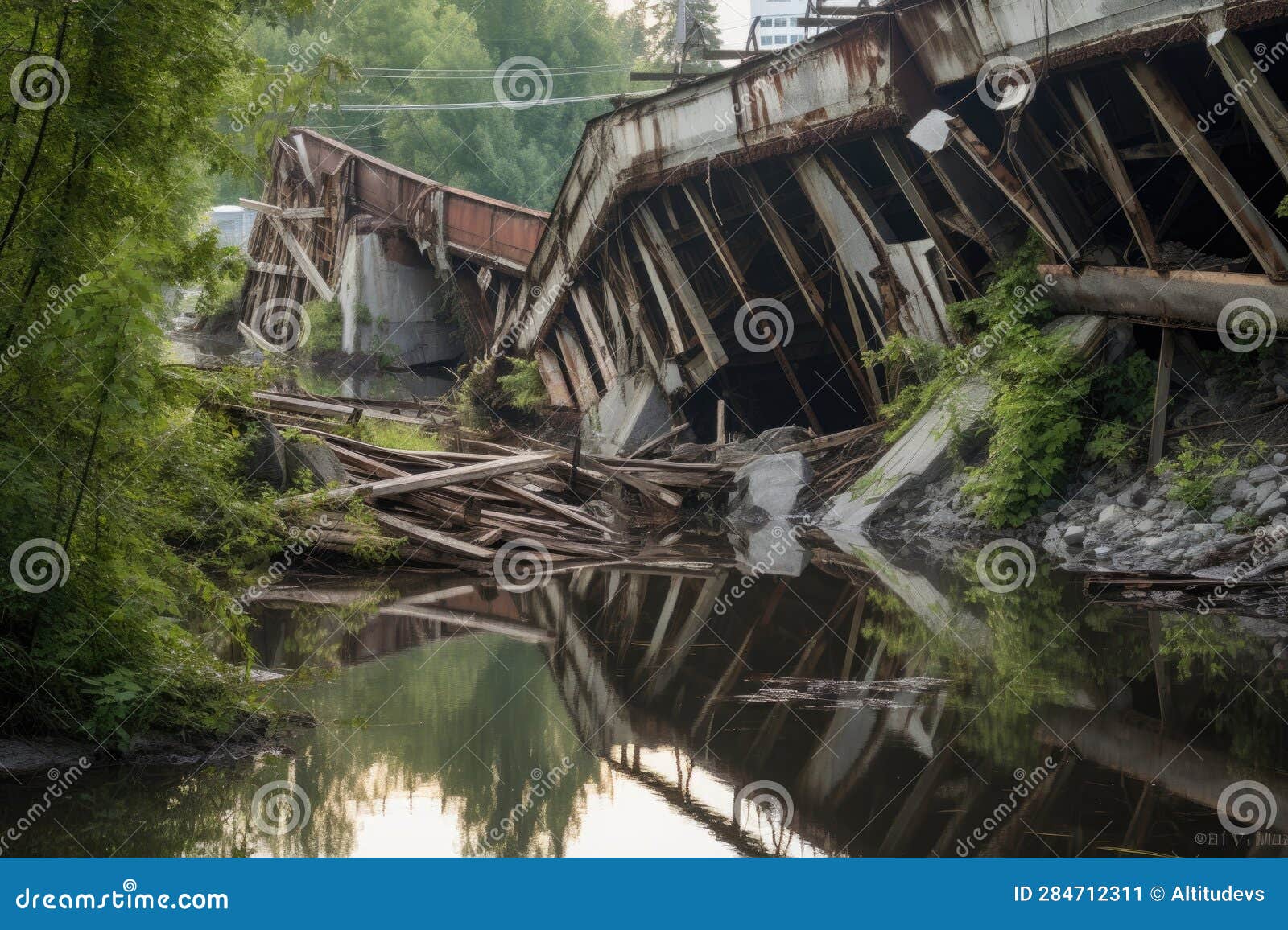 Collapsed Bridge: Symbol Of Downfall - AI Generated Royalty-Free Stock ...