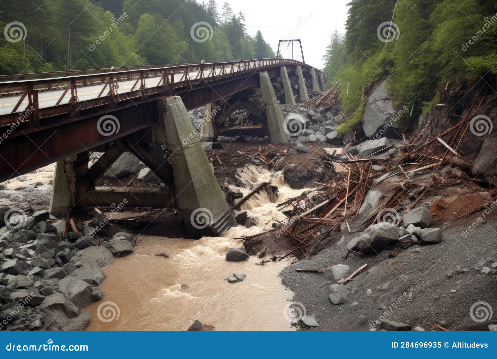Collapsed Bridge: Symbol Of Downfall - AI Generated Royalty-Free Stock ...