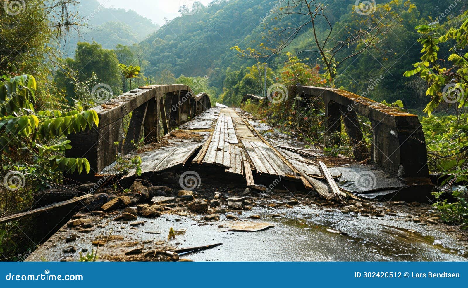 Collapsed Bridge: Symbol of Downfall - AI Generated Stock Illustration ...