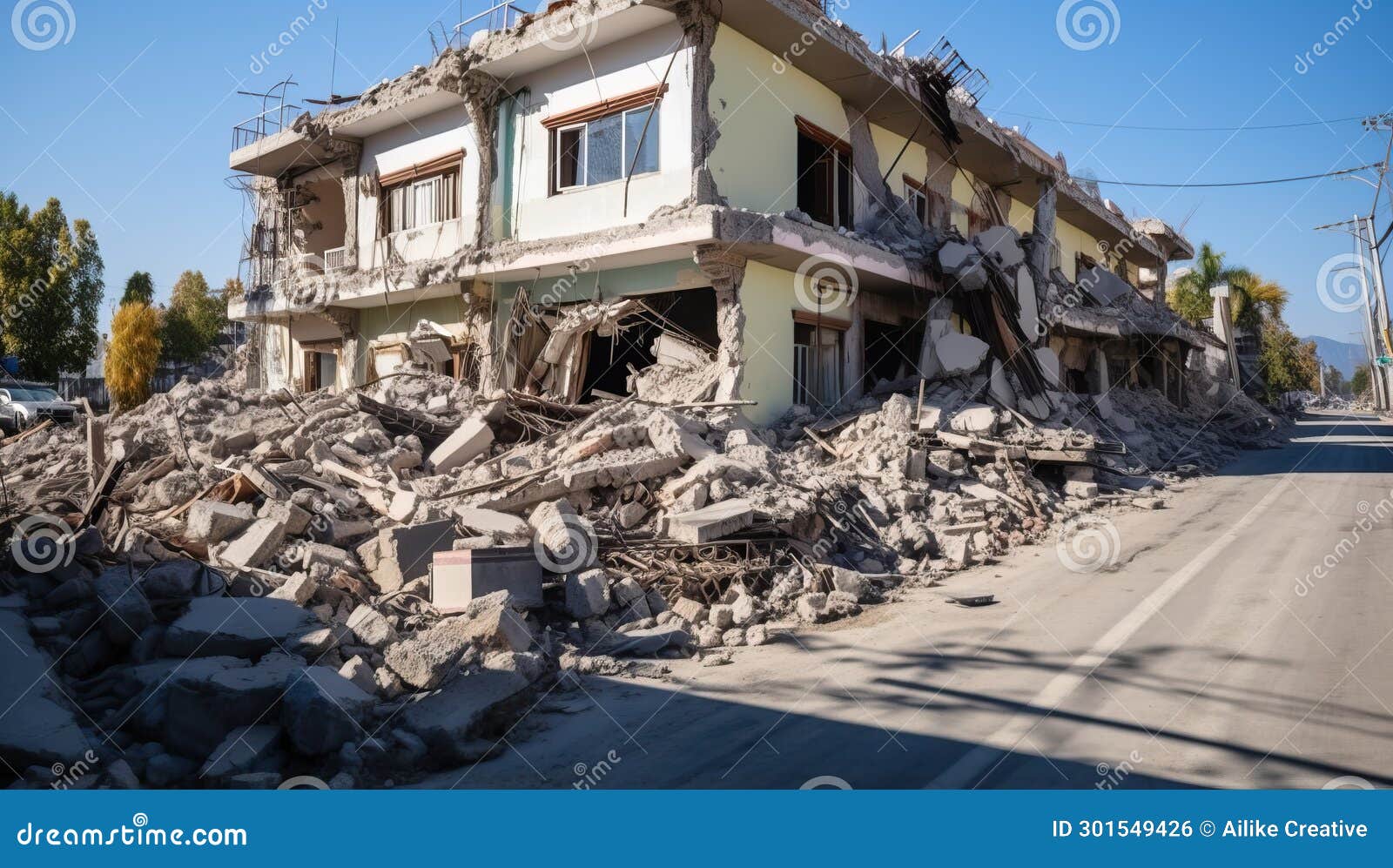 Collapsed Building after Earthquake Stock Illustration - Illustration ...