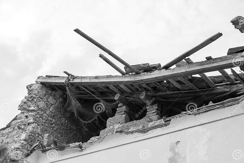 Collapsed Building after an Earthquake Stock Photo - Image of ...