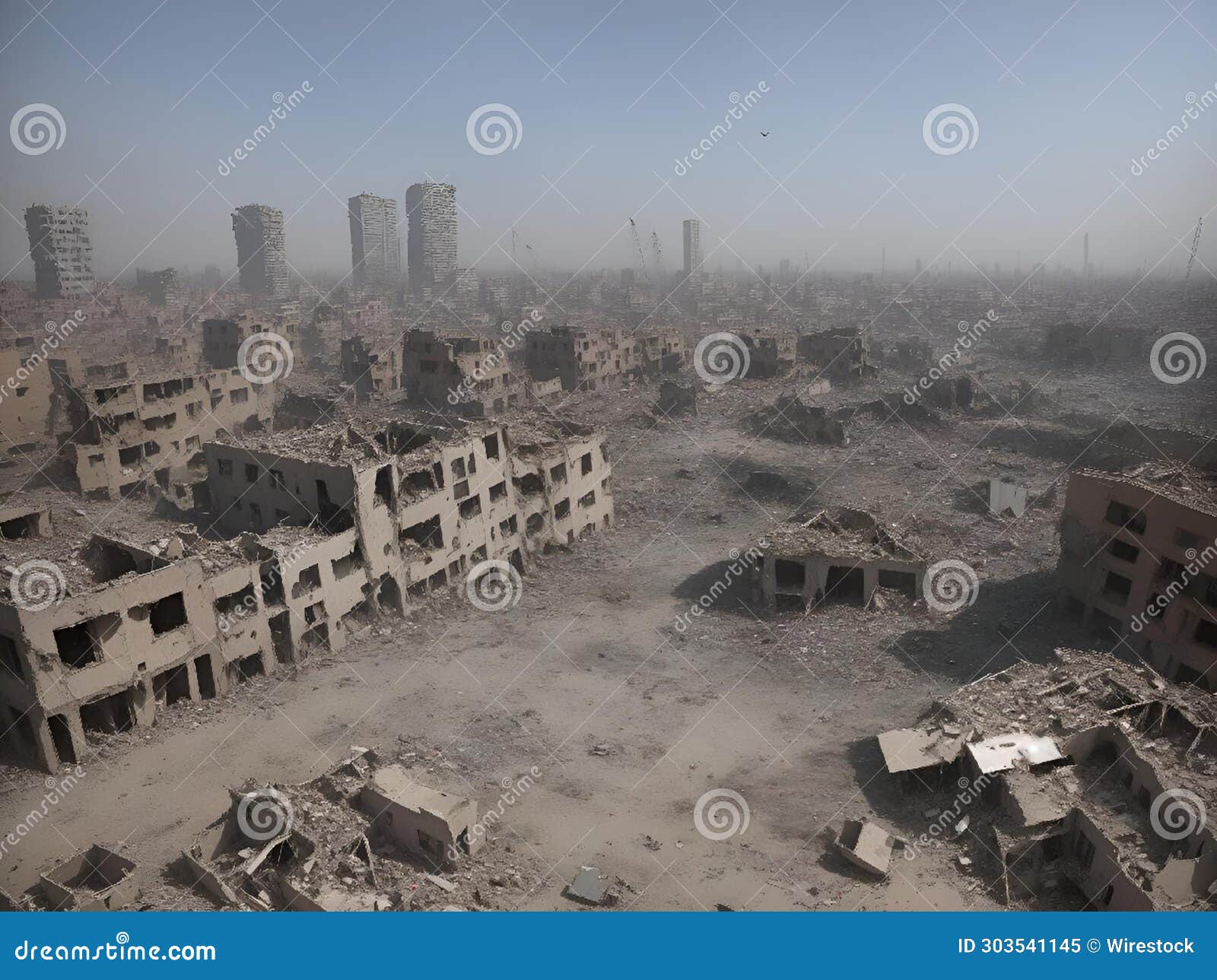 Collapsed Buildings and Rubble, Where Debris and Dust are Falling Stock ...