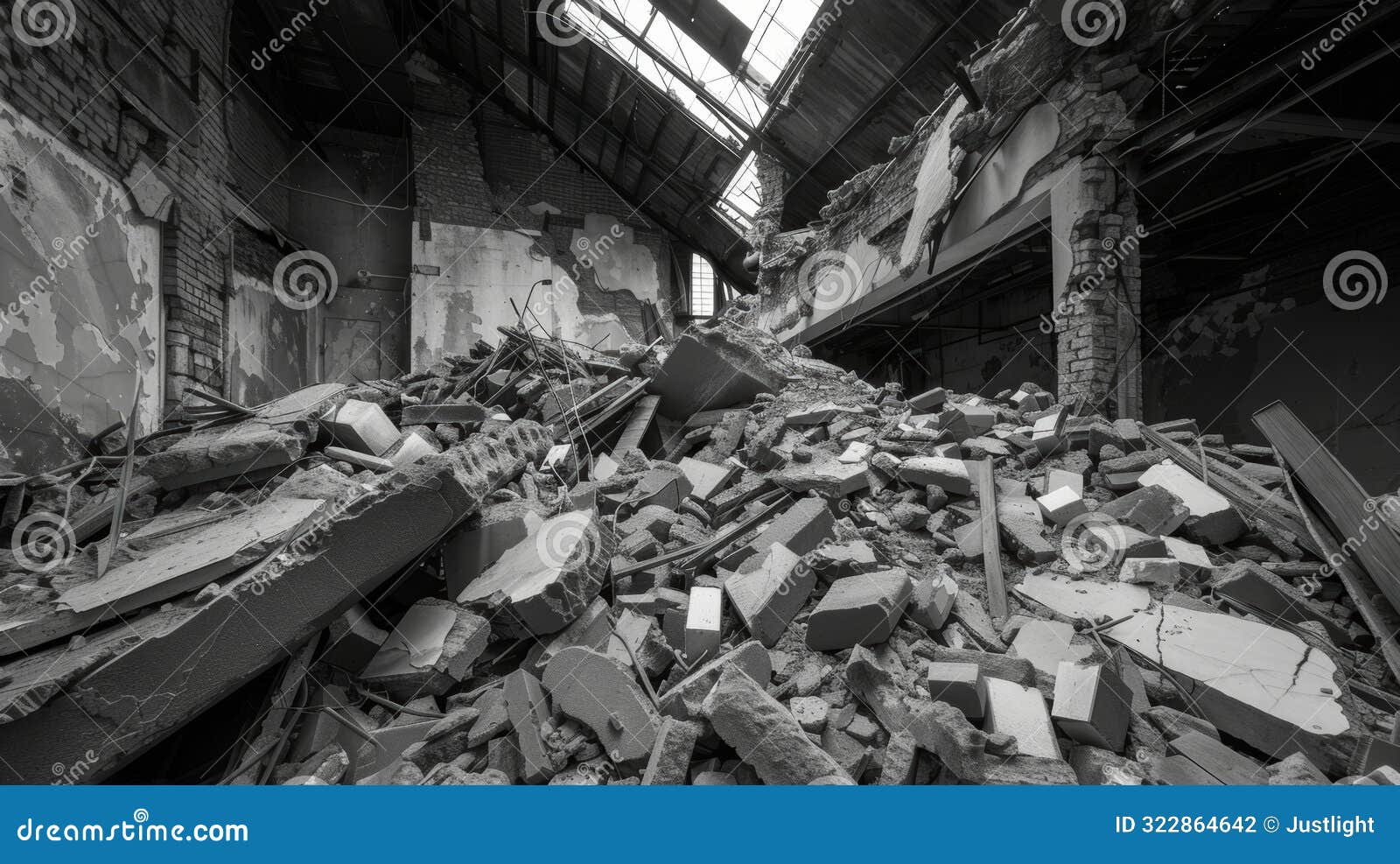 A Collapsed Ceiling Reveals the Layers of Decay and Rubble within the ...