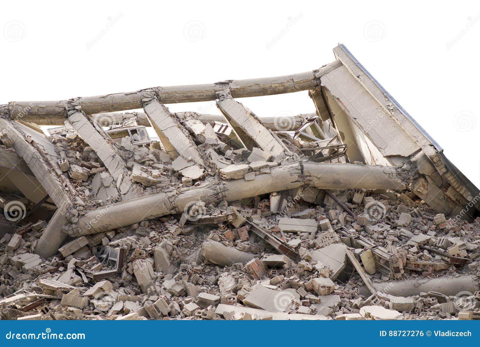 Collapsed Concrete Buildings Isolated Stock Photo - Image of damaged ...