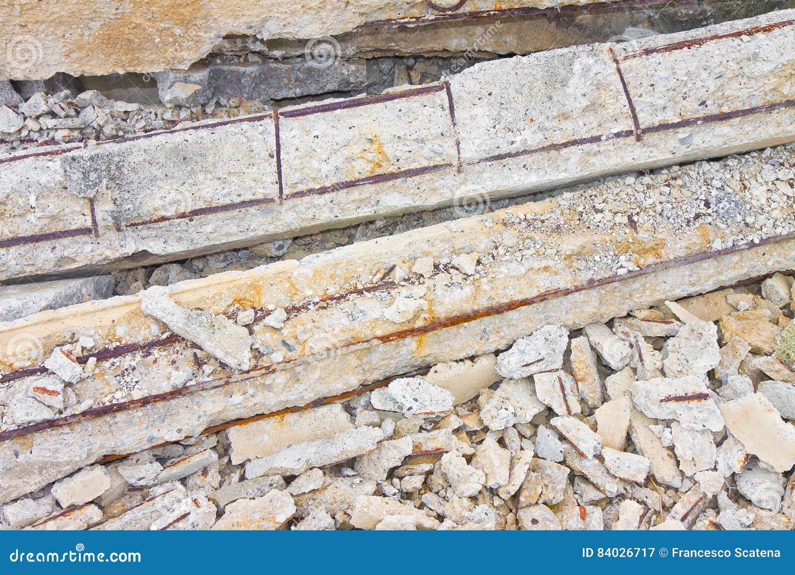Collapsed Concrete Industrial Building Isolated On White. Disaster ...