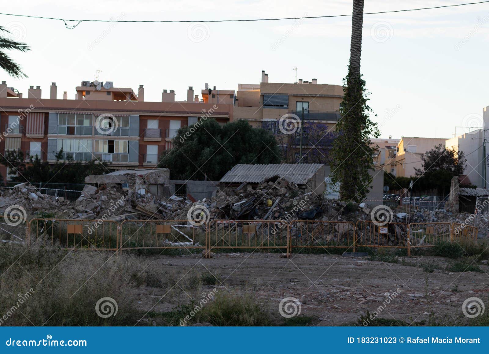 Collapsed House Full of Rubble in the City Stock Image - Image of house ...