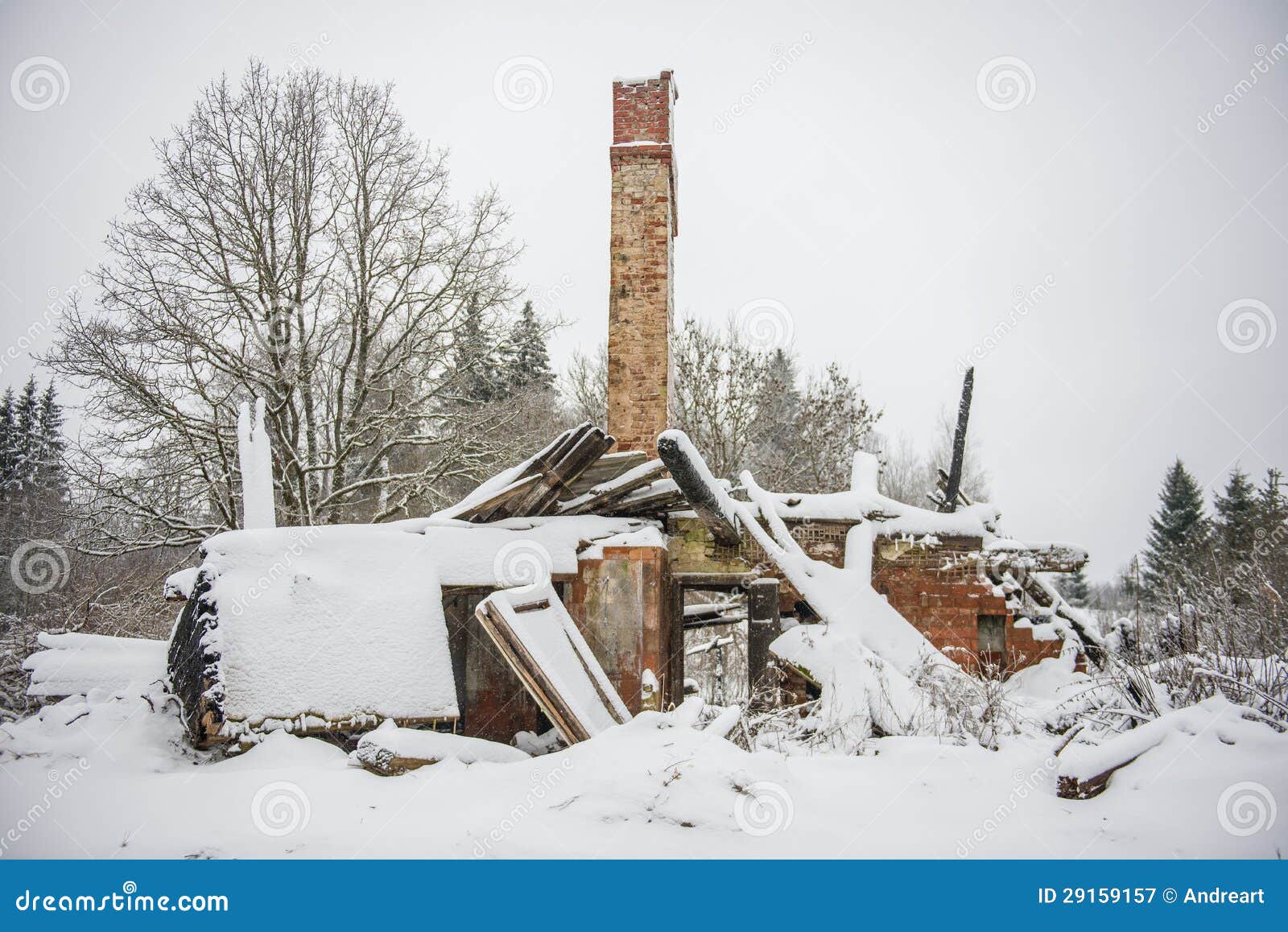 Collapsed house in snow stock image. Image of snowing - 29159157