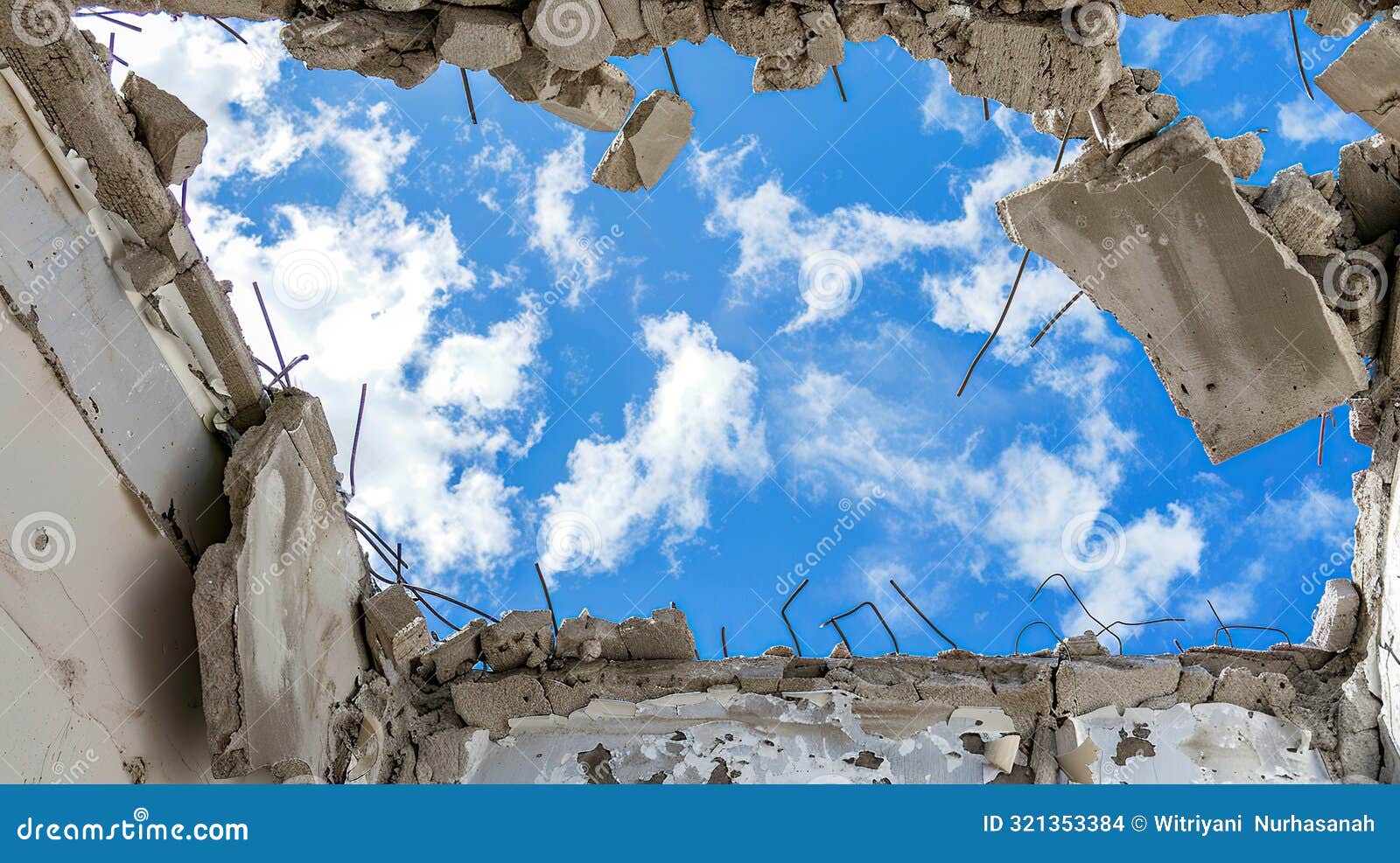 Collapsed Majesty,Ceiling Gap Frames Remains of Concrete Wall ...