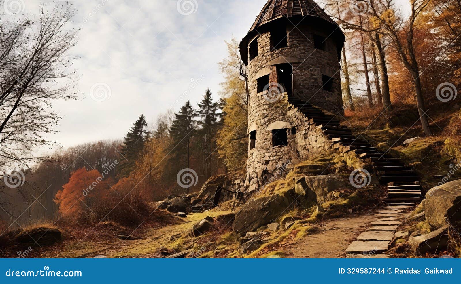 Collapsed Medieval Wizards Tower Stock Illustration - Illustration of ...