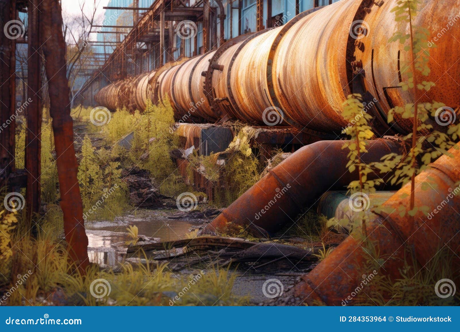 Collapsed Pipe With Visible Rust And Corrosion Stock Photography ...
