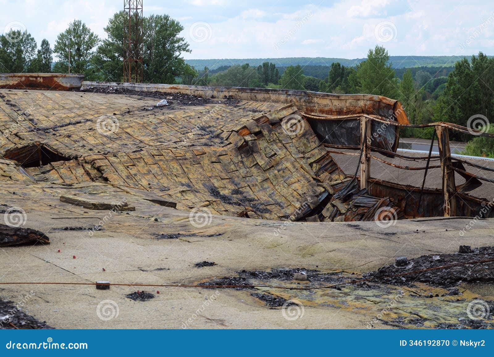 Collapsed Roof Structures of an Industrial Building after Explosion and ...
