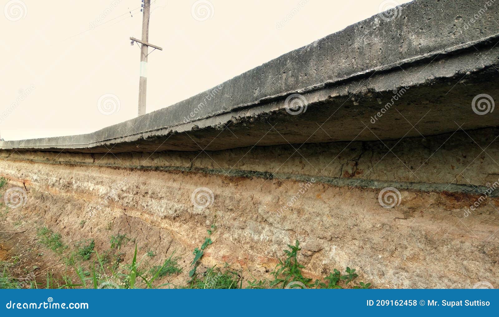 The Collapsed Soil is Beneath the Concrete Pavement Stock Photo - Image ...