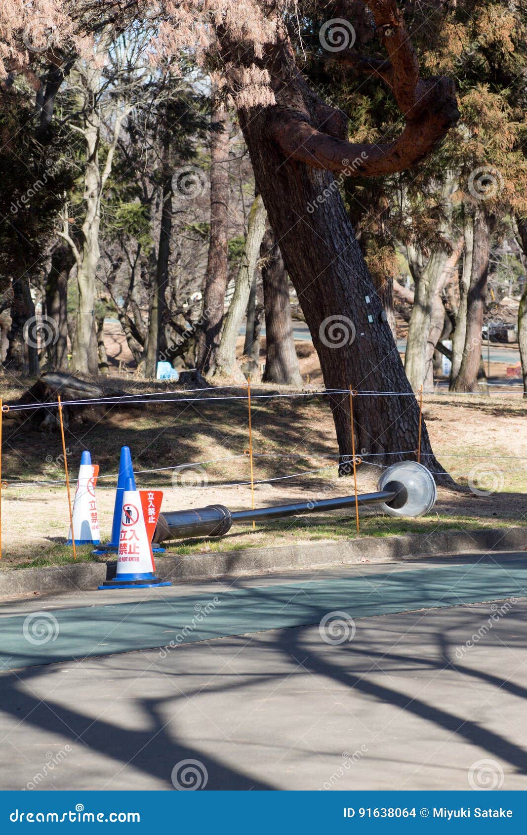 Collapsed street light stock photo. Image of forbid, destruction - 91638064