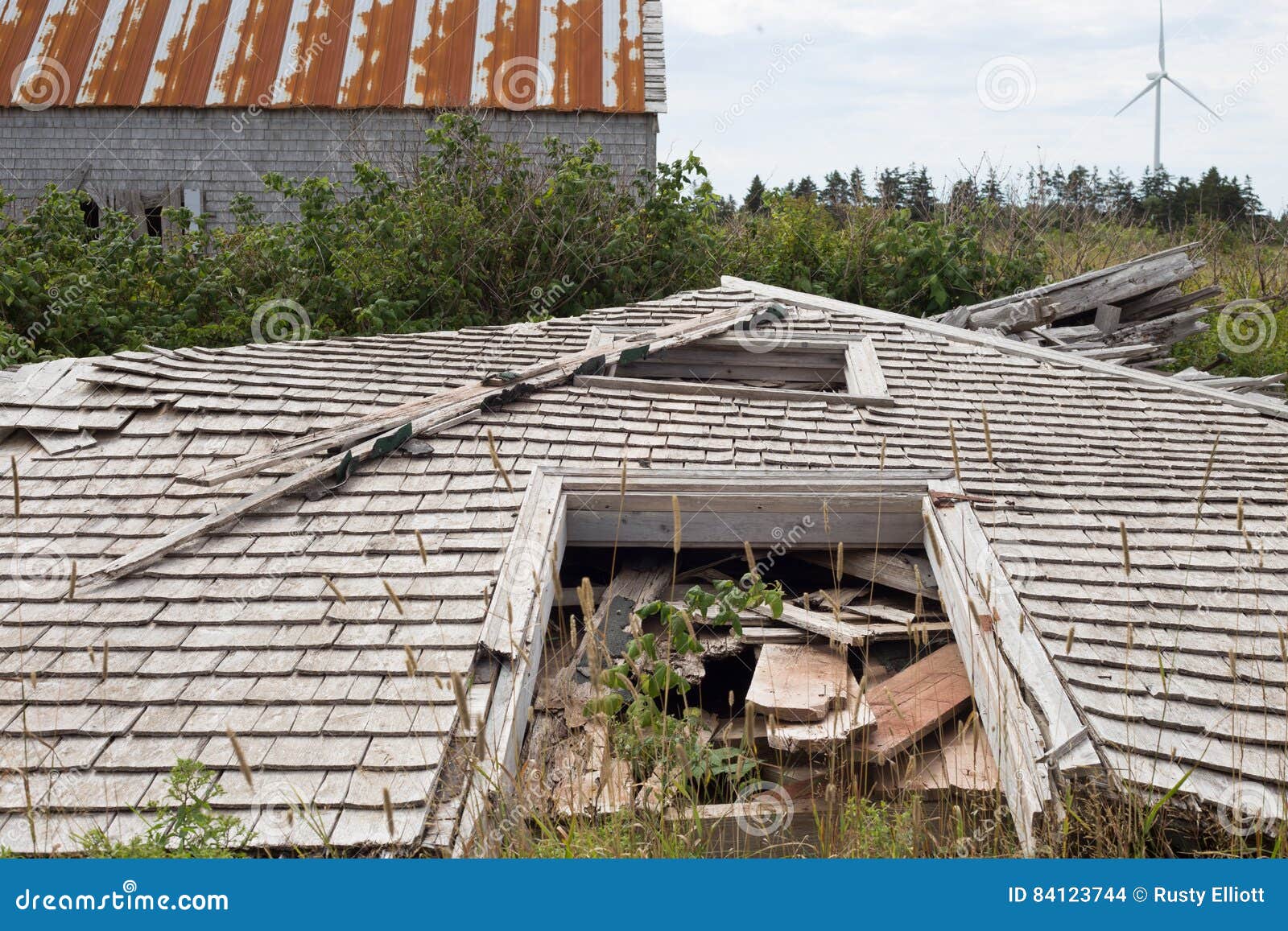 Collapsed wooden barn stock photo. Image of damage, collapse - 84123744