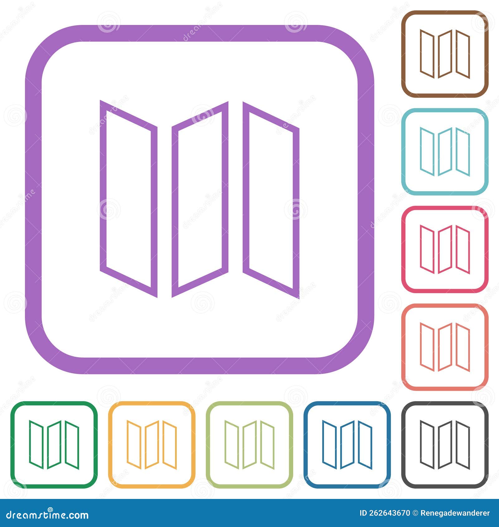 Collapsible Map Outline Simple Icons Vector Illustration ...