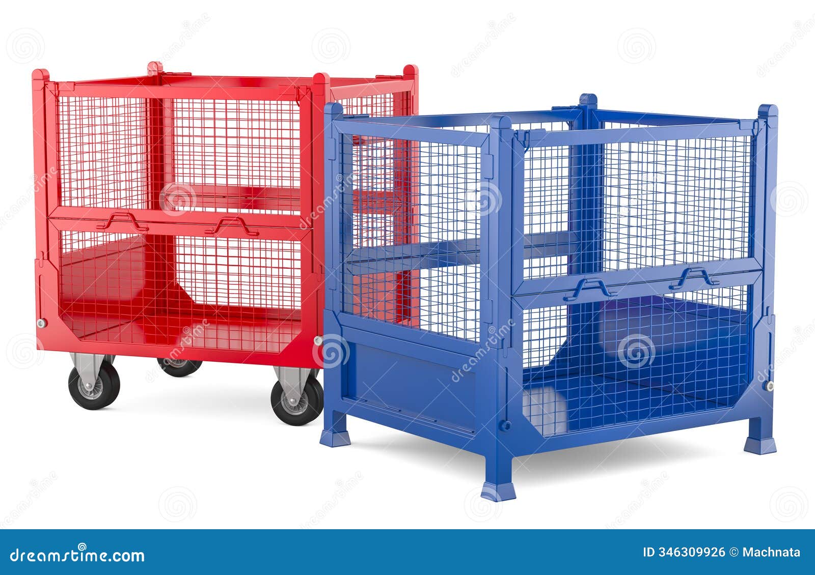 Red Collapsible Wire Mesh Pallet. Collapsible Transportation Box Pallet ...
