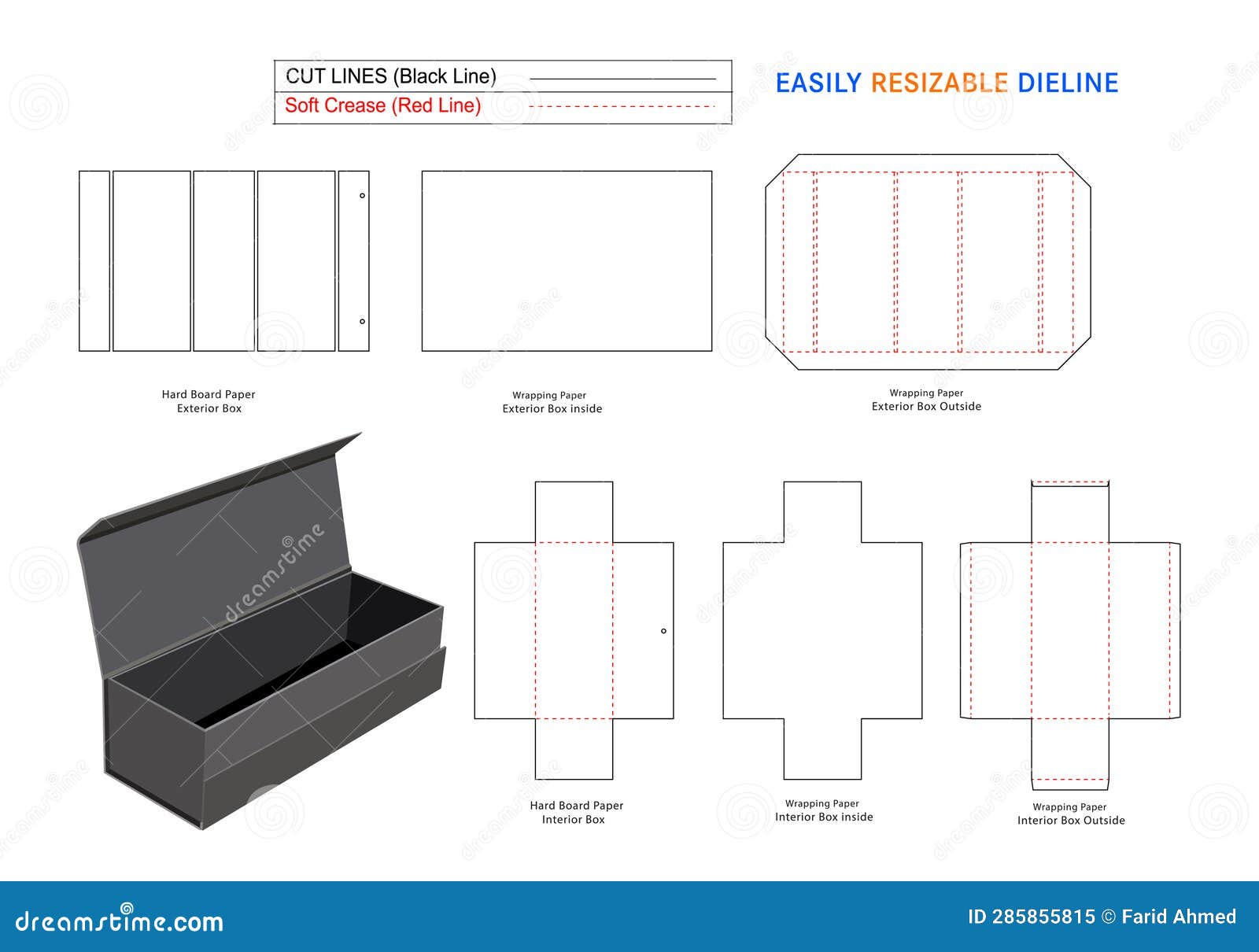 Foldable And Collapsible Rigid Box Dieline Vector Illustration ... Foldable And Collapsible Rigid Box Dieline Vector Illustration ...