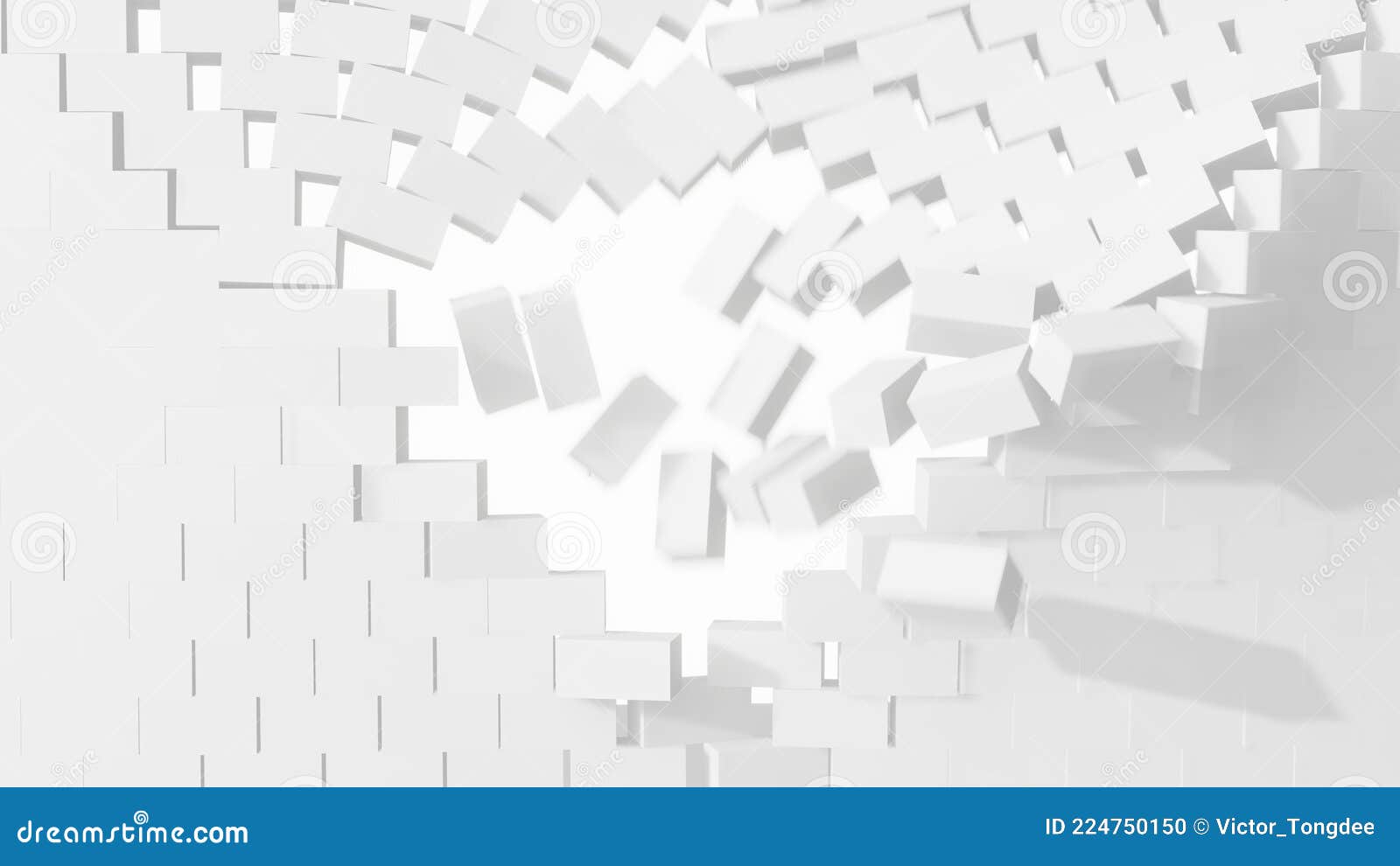 A Brick Structure Falling Apart. 3D Illustration Stock Illustration ...