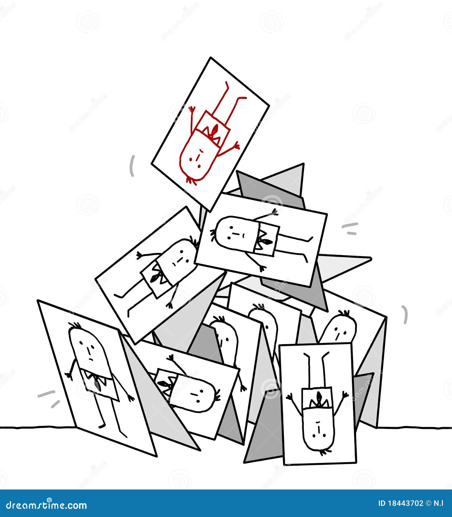 Cartoon Collapsing Business Cards Pyramid | CartoonDealer.com #112129043