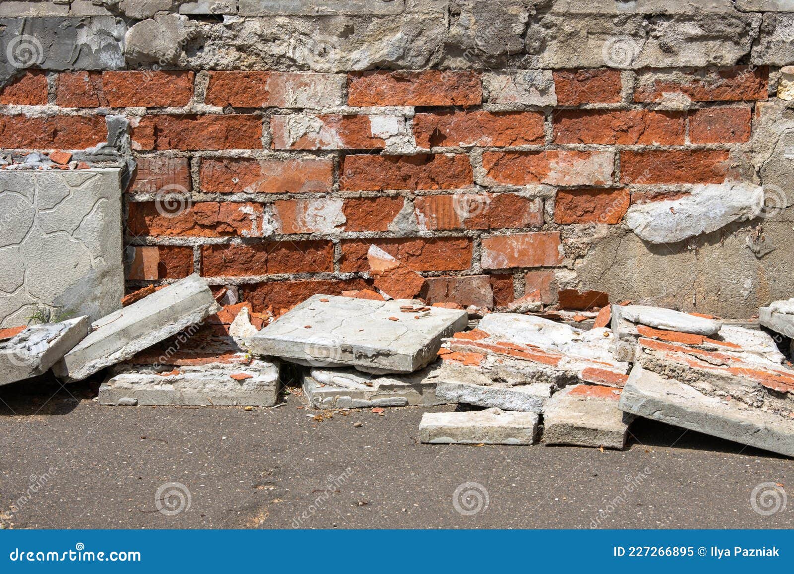 Collapsing Facade of a Brick House with a Falling Off Decorative ...