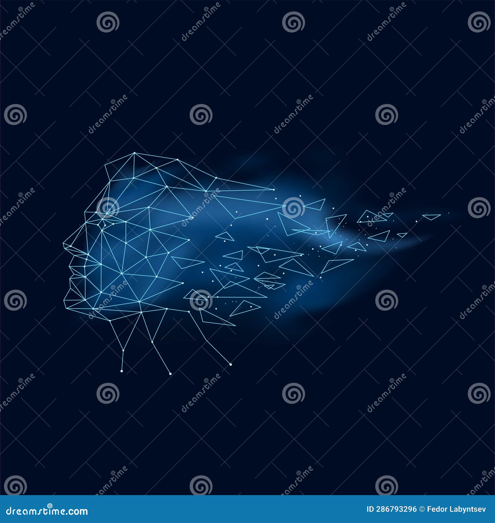 Collapsing Face of a Man from Polygons Stock Illustration ...
