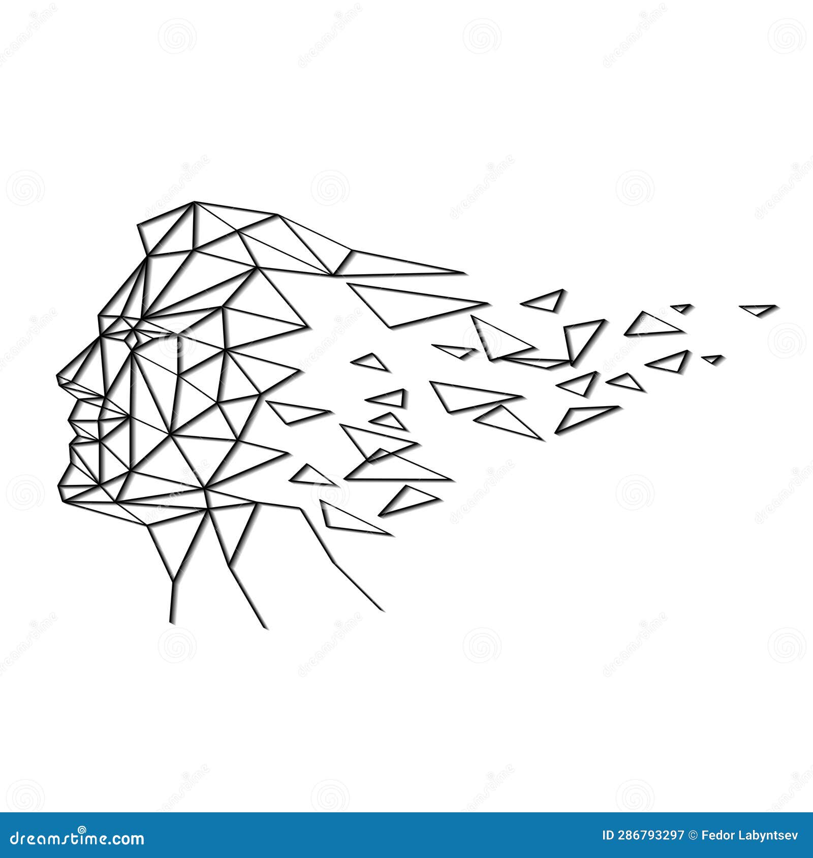 Collapsing Face Of A Man From Polygons Cartoon Vector | CartoonDealer ...