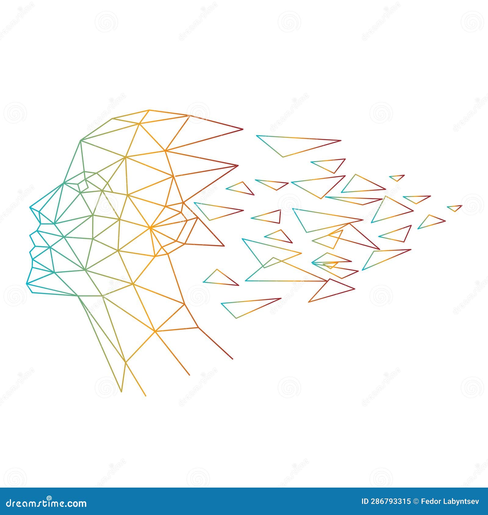 Collapsing Face Of A Man From Polygons Cartoon Vector | CartoonDealer ...