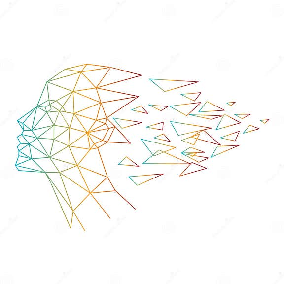 Collapsing Face of a Man from Polygons Stock Vector - Illustration of ...