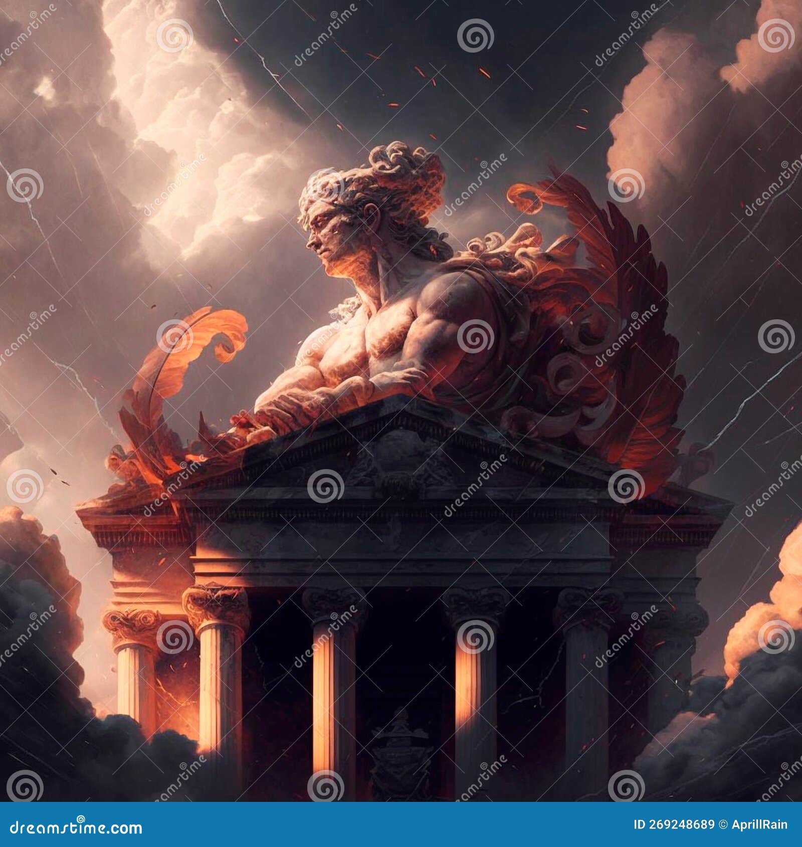 The Collapsing Roman Pantheon during a Thunderstorm and Falling ...