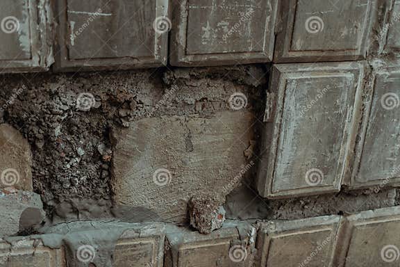 The Collapsing Wall of a Residential Building Stock Image - Image of ...