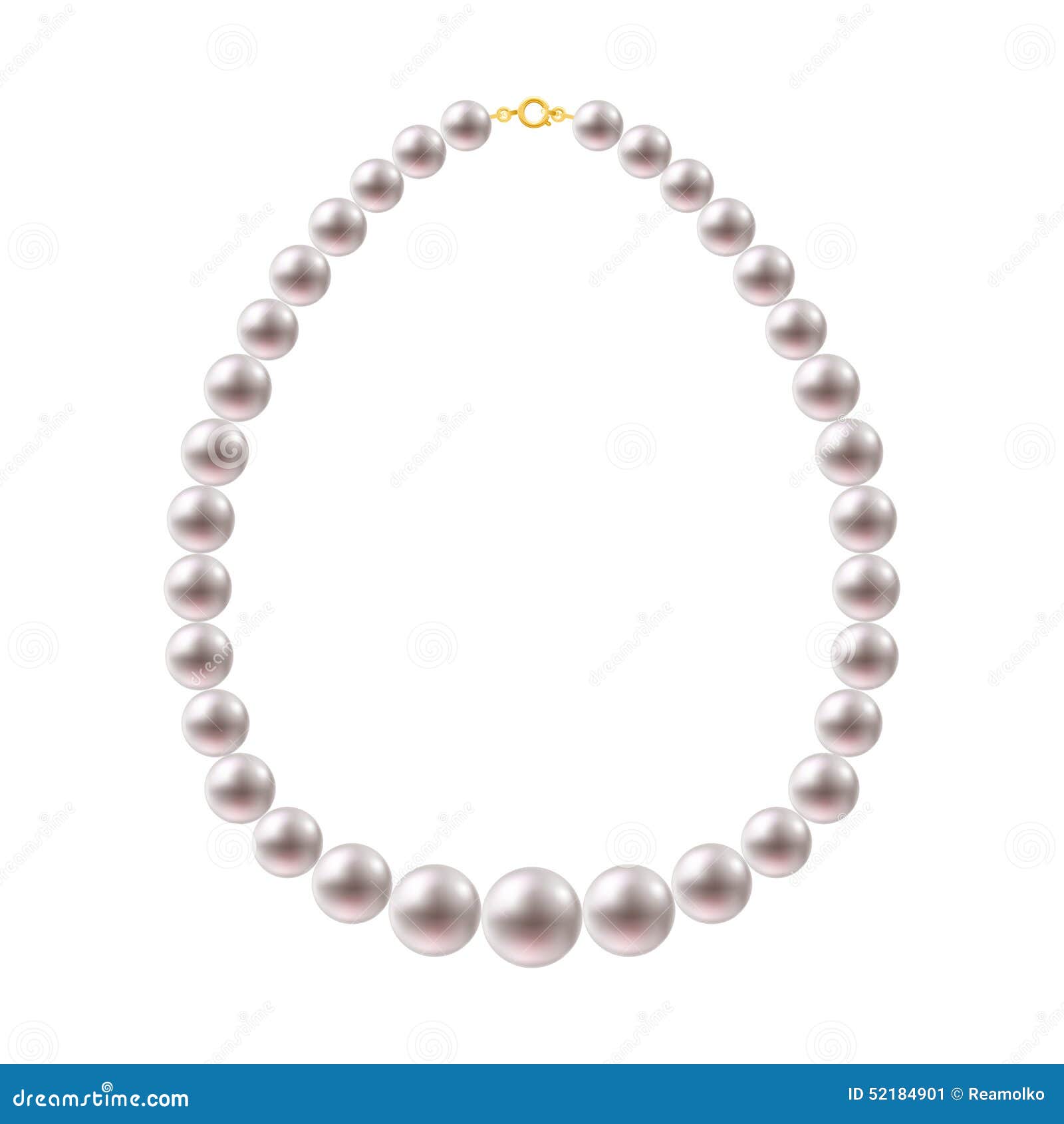 Collar Redondo De Las Perlas En El Fondo Blanco Ilustración del Vector ...