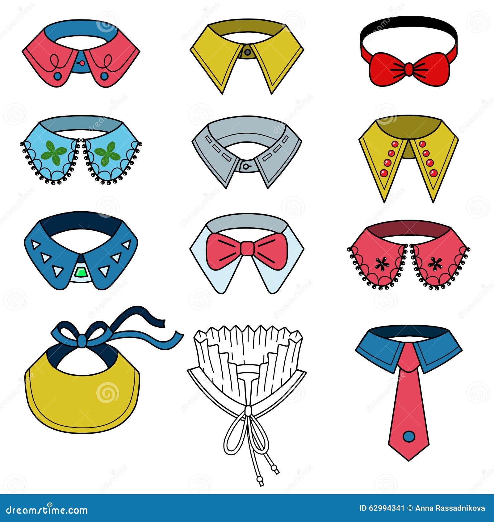 Collar Set Stock Vector Illustration Of Classic Front 62994341