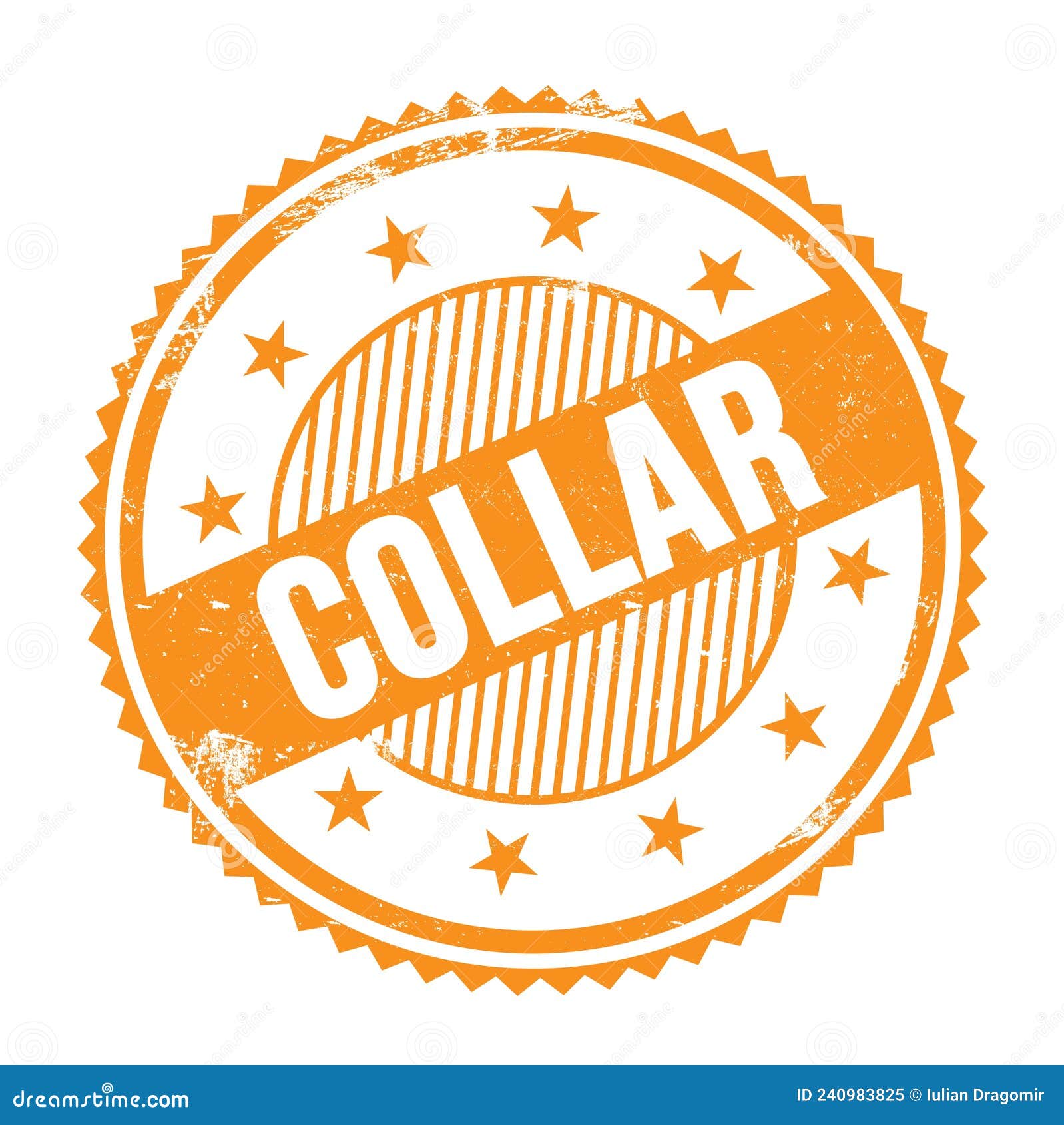 COLLAR Text Written on Orange Grungy Round Stamp Stock Illustration ...