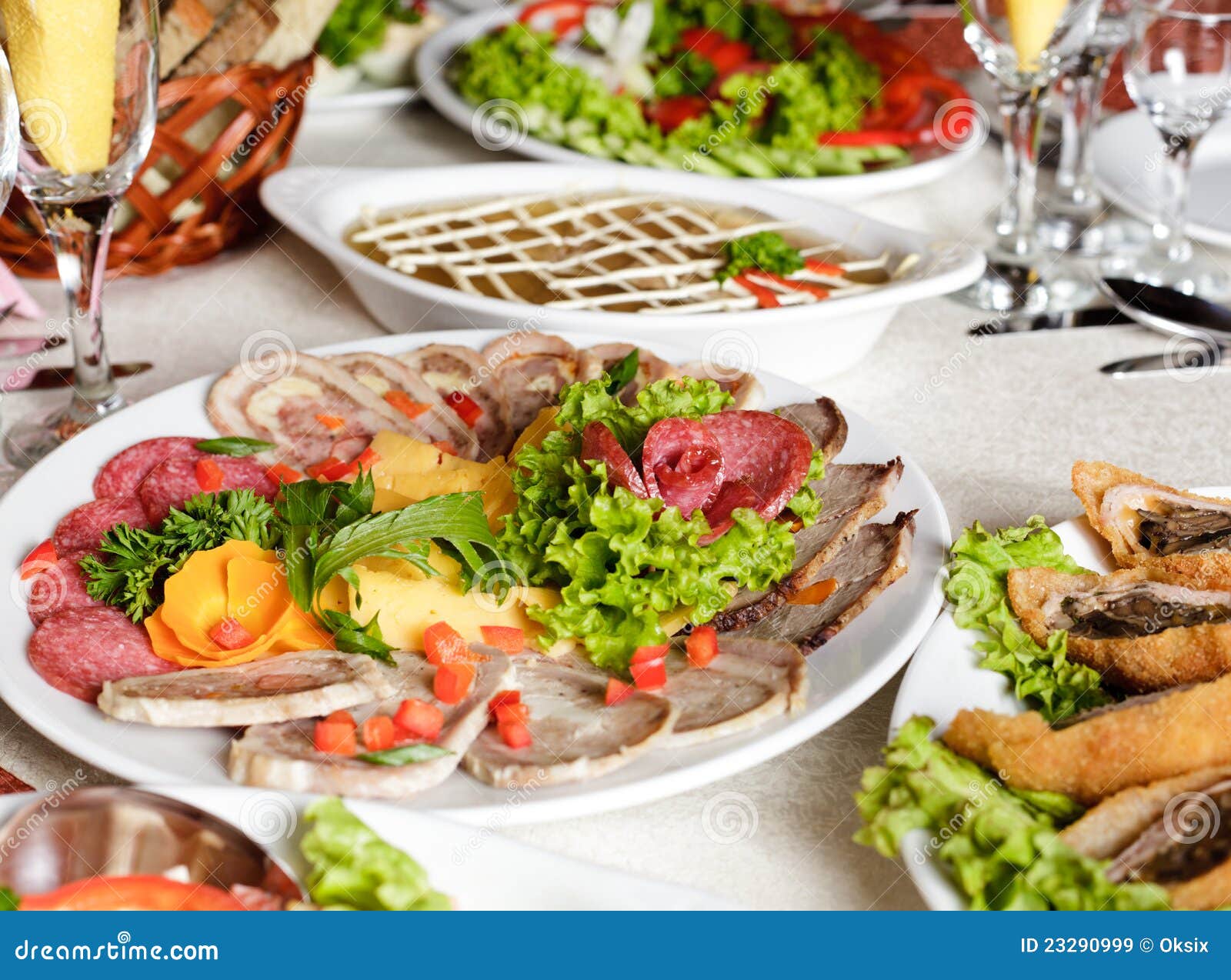 Collation stock image. Image of lettuce, pork, meal, closeup - 23290999