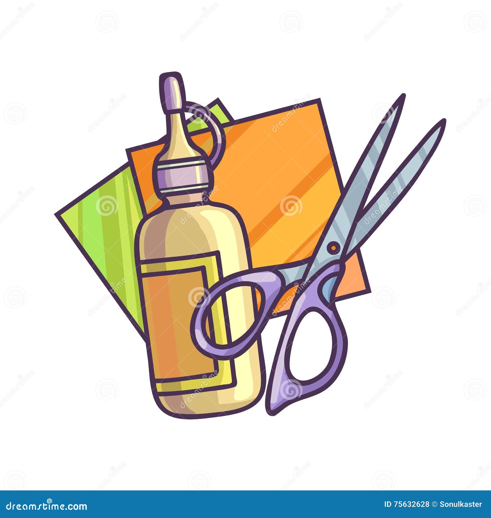 Colle, Papier Et Ciseaux Illustration De Vecteur Illustration de ...