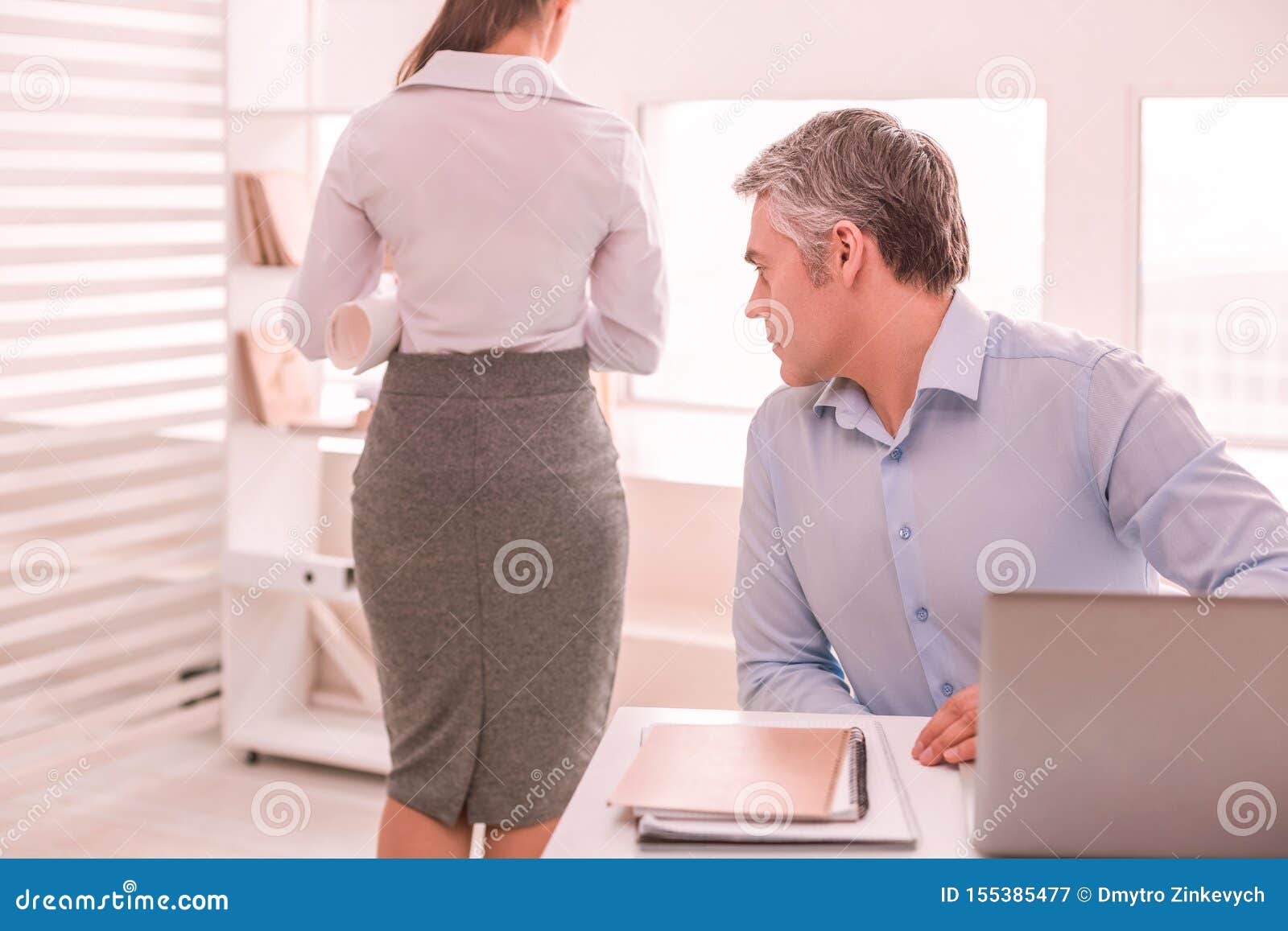 Colleague is Constantly Looking at the Woman Backside Stock Image ...