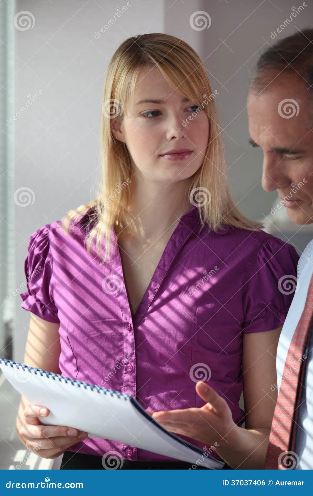 Colleague Explaining Her Work Stock Photo - Image of male ...